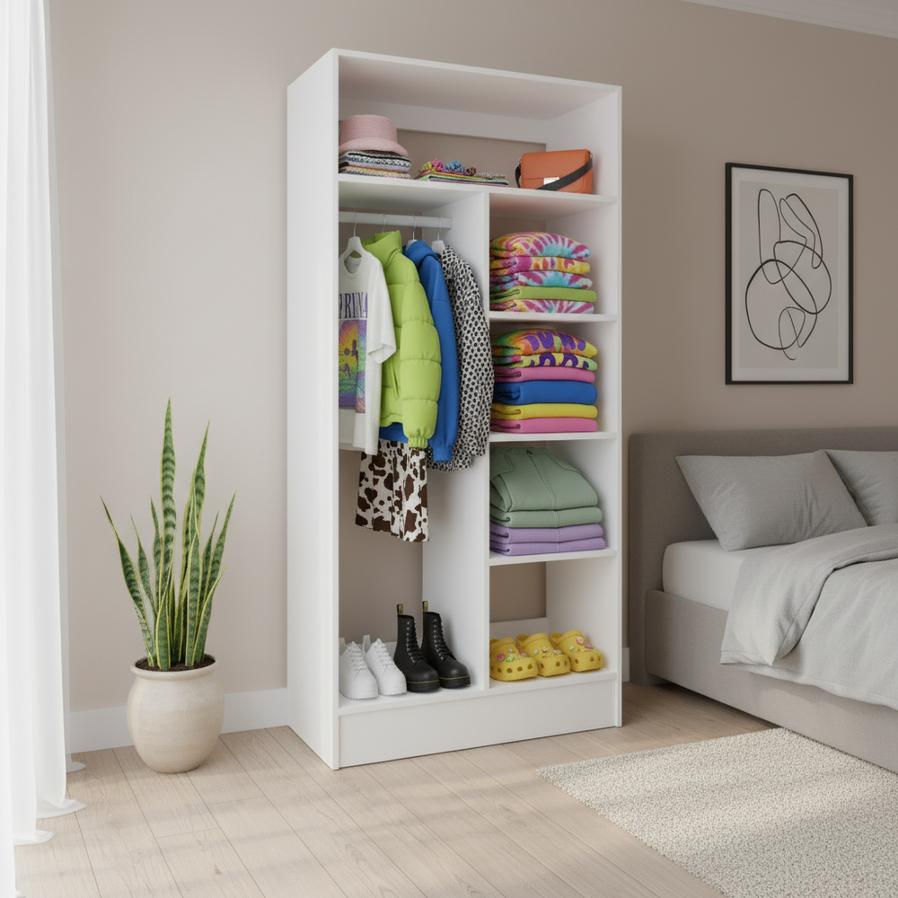 2-Door Bedroom Cupboard - Flatpack DIY Furniture Wardrobe - UCAN