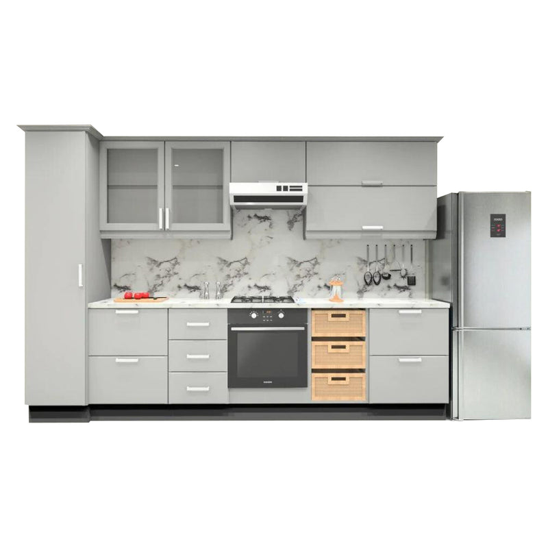 Straight Space-Saving Kitchen - Cupboards Flatpack DIY - UCAN