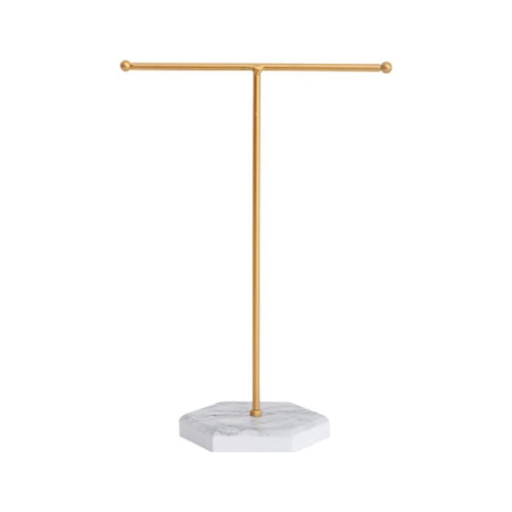 Gold Metal T-Bar with Grey Marbled Wood Base – UCAN