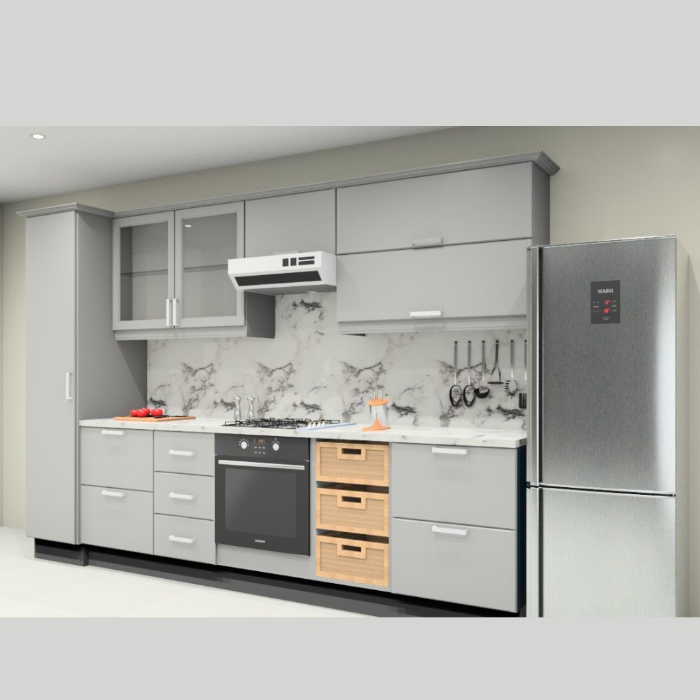 Straight Space-Saving Kitchen - Cupboards Flatpack DIY - UCAN