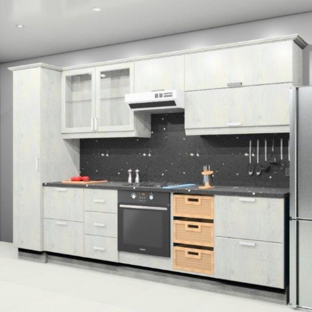 Straight Space-Saving Kitchen - Cupboards Flatpack DIY - UCAN