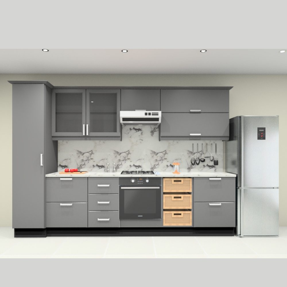 Straight Space-Saving Kitchen - Cupboards Flatpack DIY - UCAN