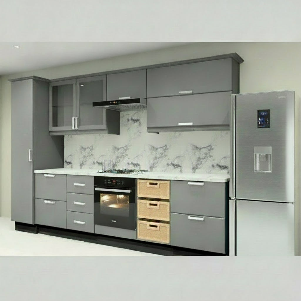 Straight Space-Saving Kitchen - Cupboards Flatpack DIY - UCAN